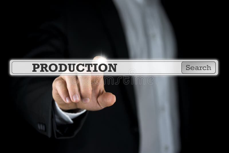 Activating a Search Bar with the Word Production Stock Image - Image of ...