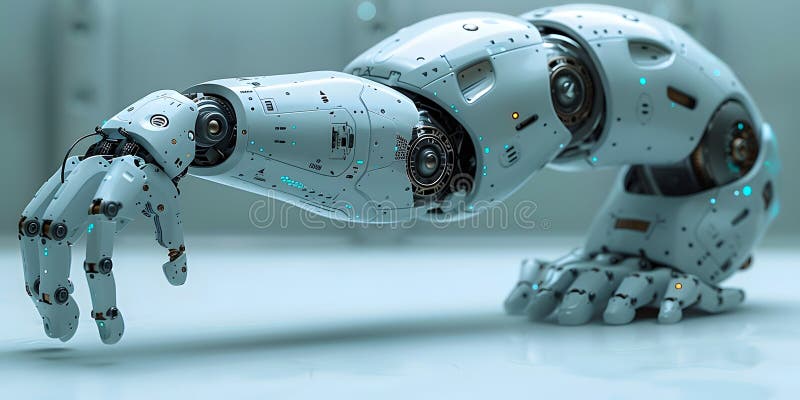Activation of AI Technology: White Robot Hand Triggers Advanced Machine ...