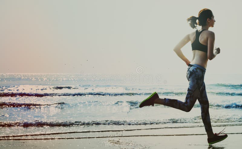 Active Action Beach Coast Health Jogging Summer Concept Stock Photo ...