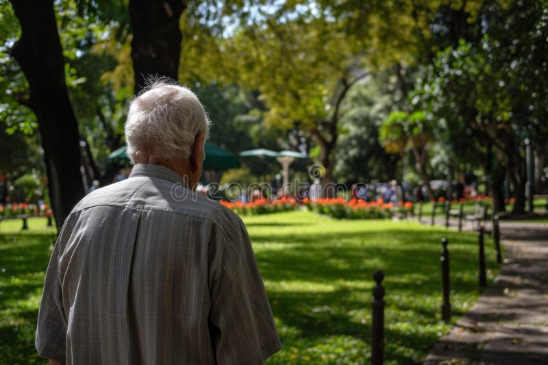 Active Back View Senior in Park Fun. Generate Ai Stock Illustration ...