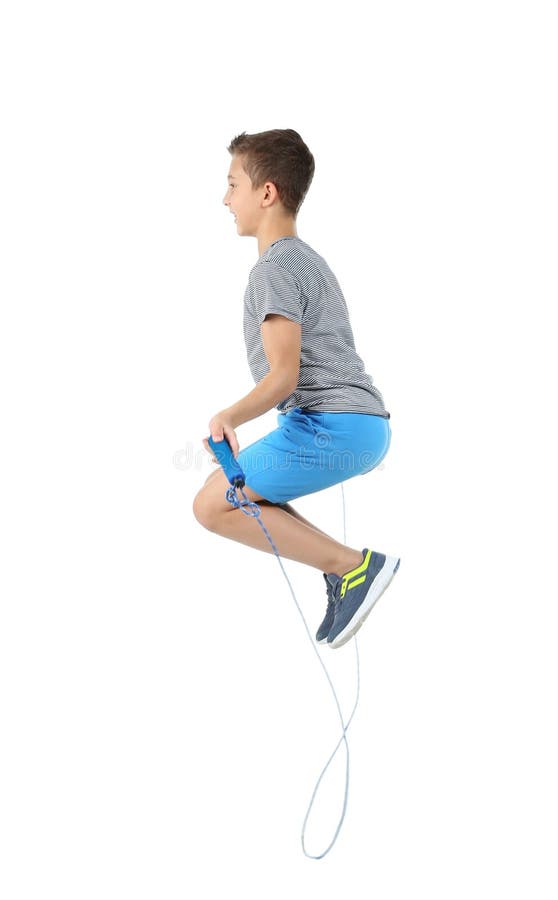 Active boy jumping rope stock photo. Image of childhood - 136553924