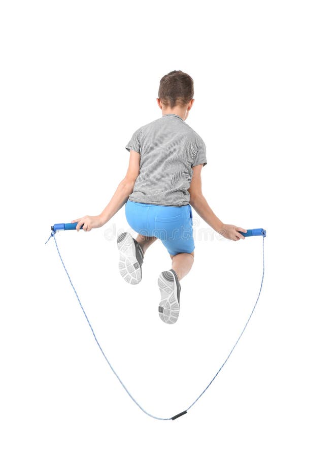 Active boy jumping rope stock photo. Image of jumping - 136921370
