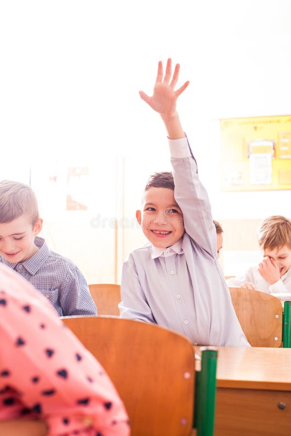 Active Boy Wants To Give an Answer Stock Image - Image of healthy ...