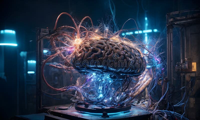 Active Brain with Electric Sparks Stock Image - Image of science ...