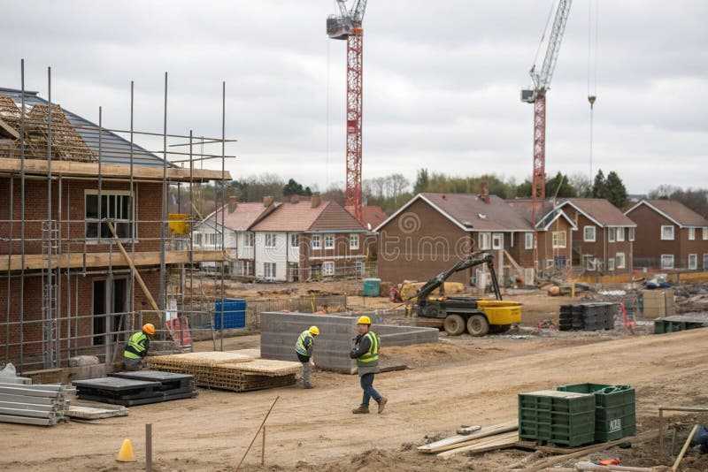 Construction Site of New Homes Stock Illustration - Illustration of ...