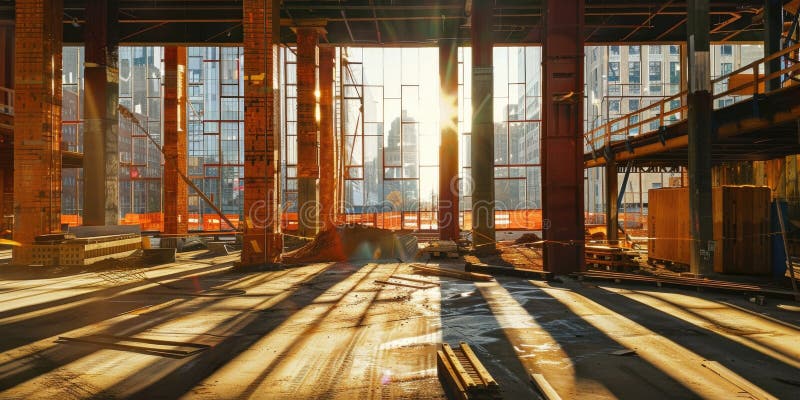 Active Construction Site with Wooden Structural Beams and Unfinished ...