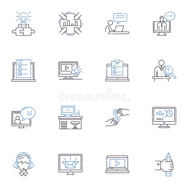 Active Corporation Line Icons Collection Vigorous Energetic Dynamic Agile Robust