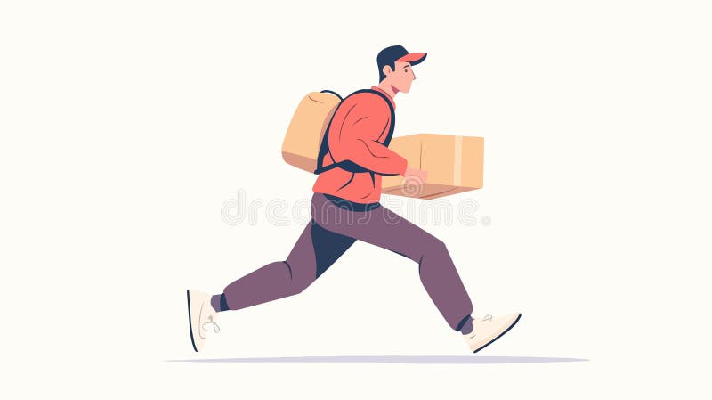Active Delivery Man Illustration for Fast Courier Services and Express ...