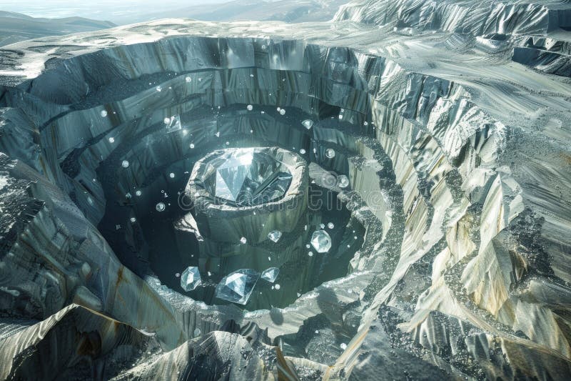 Active Diamond Mining Site with Industrial Equipment and Tools. Stock ...