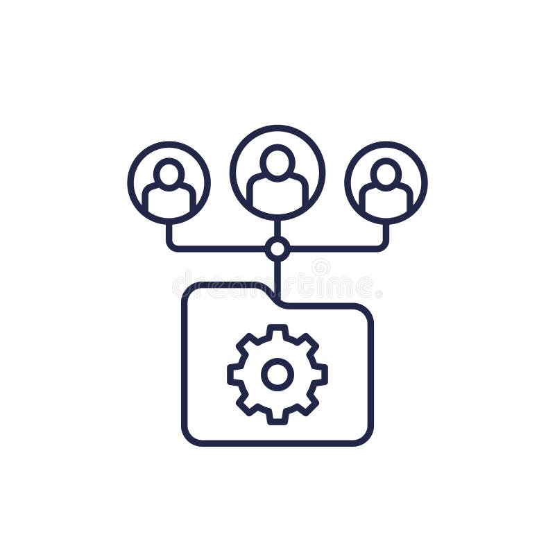 Active Directory Line Icon with Users Stock Vector - Illustration of ...