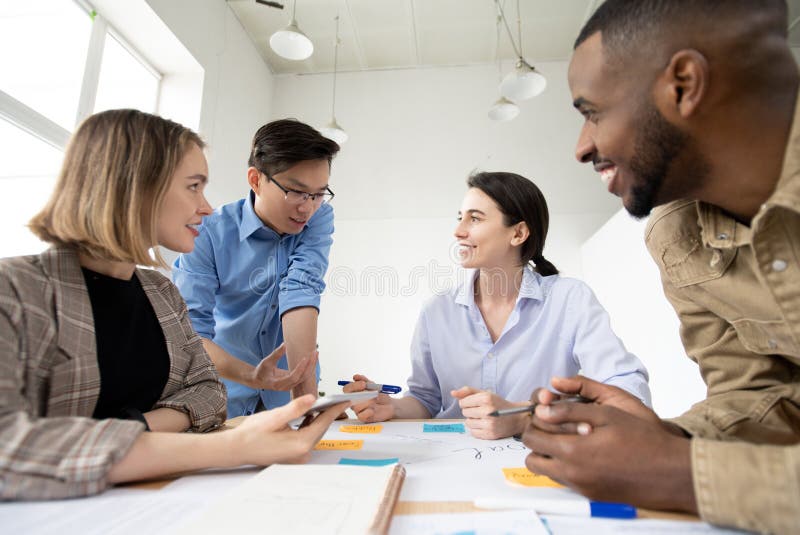 Active Discussion of Creative Team Stock Image - Image of project ...