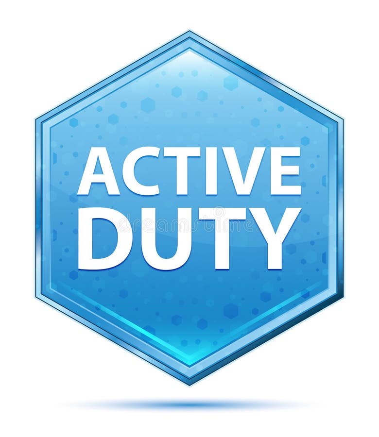 Active Duty Crystal Blue Hexagon Button Stock Illustration ...