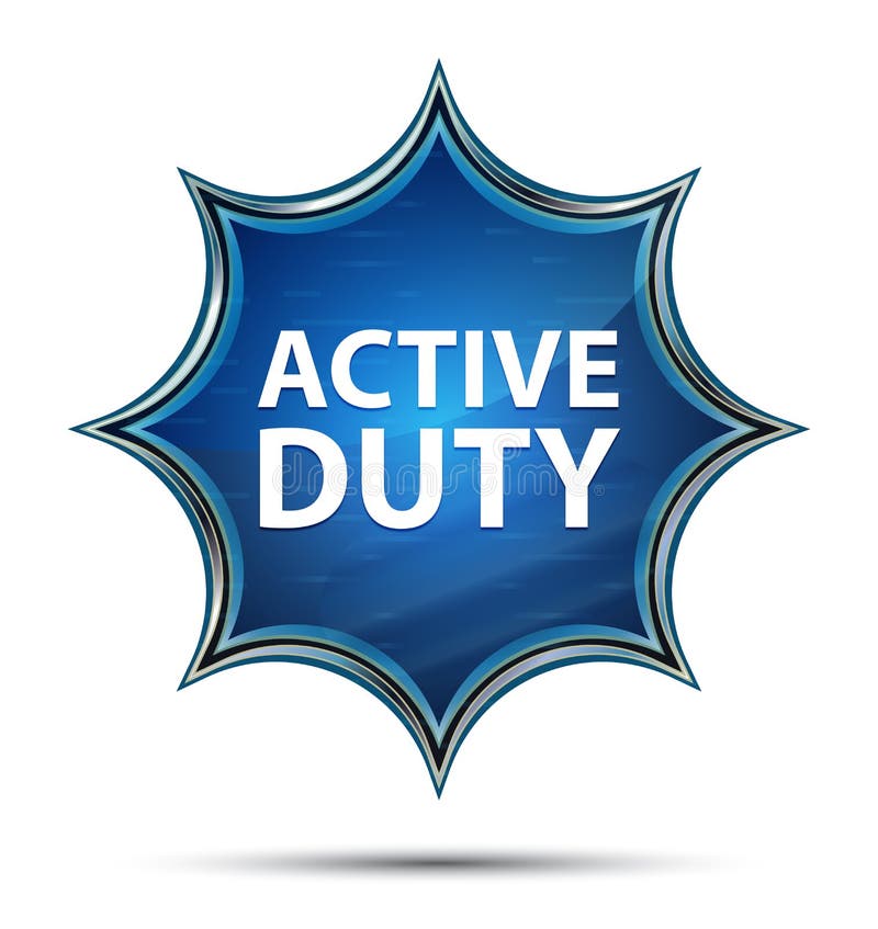 Active Duty Magical Glassy Sunburst Blue Button Stock Illustration ...
