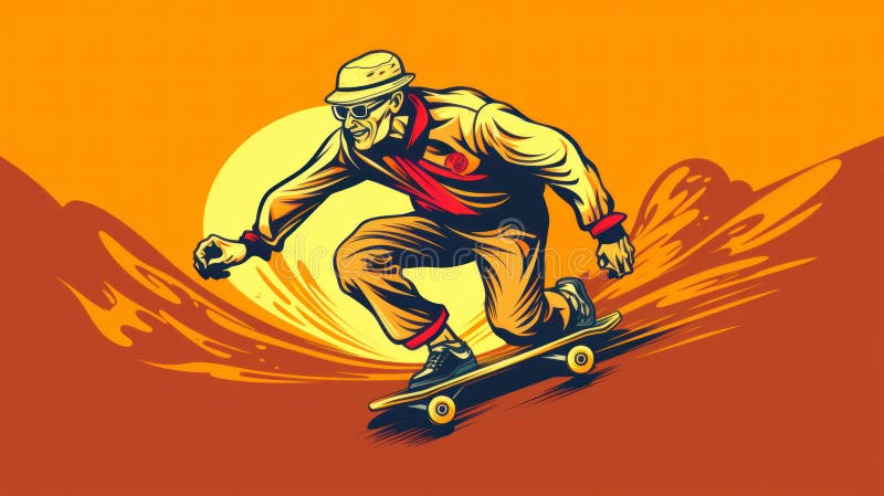 Active and Dynamic Retro Skateboard Logo. Image for a T-shirt. Hipster ...