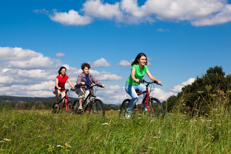 Active family stock photo. Image of cyclist, garden, caucasian - 59678740