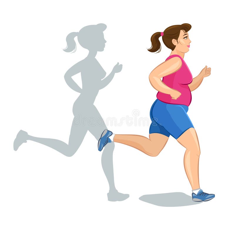 Jogging Woman Running Infographic Elements Loss Weight Stock Vector