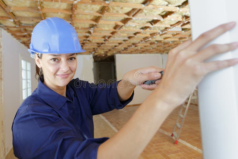 Active Female Builder Working on Property Development Stock Image ...