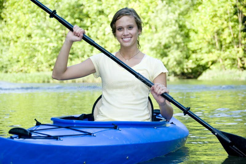 Active female in Kayak stock photo. Image of female, lifestyle - 15239292
