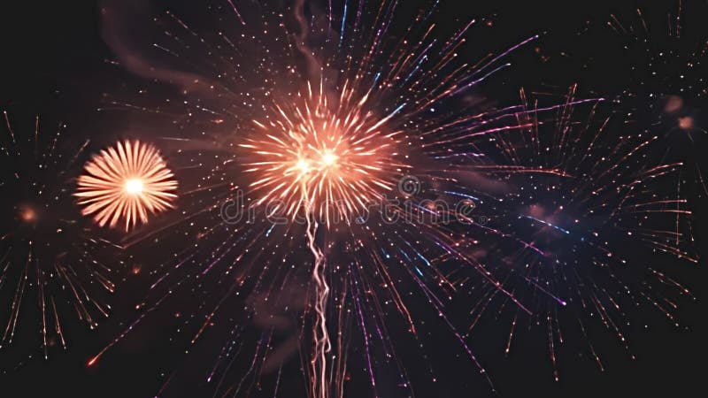 Active Firework Scene, Intricate Glowing Paths Inward Luminous ...