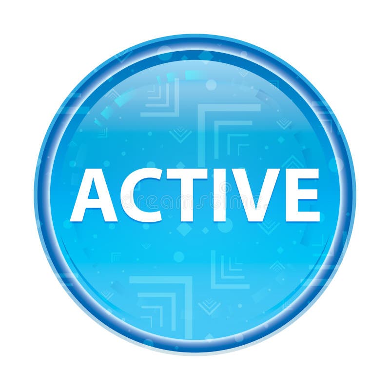 Active Floral Blue Round Button Stock Illustration - Illustration of ...