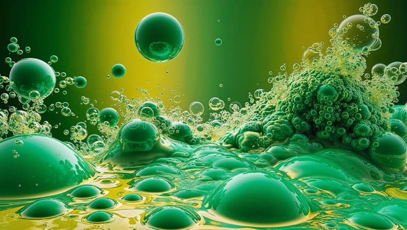 Active Green Bubble Forms Creating a Captivating Liquid Texture Stock ...