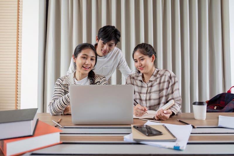 Active Group Study Enhances Learning with Digital Tools Stock Photo ...