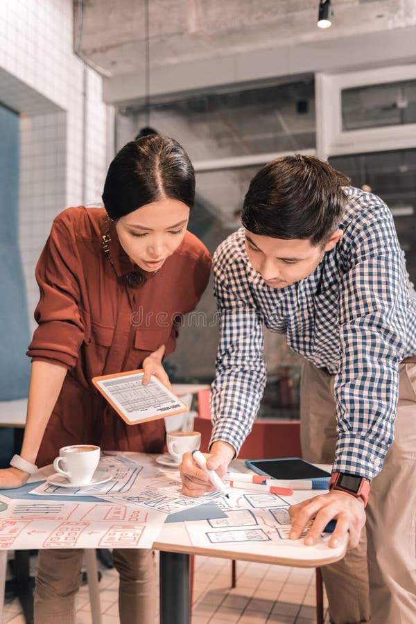 Active Hard-working Businessmen Working Together in the Morning Stock ...