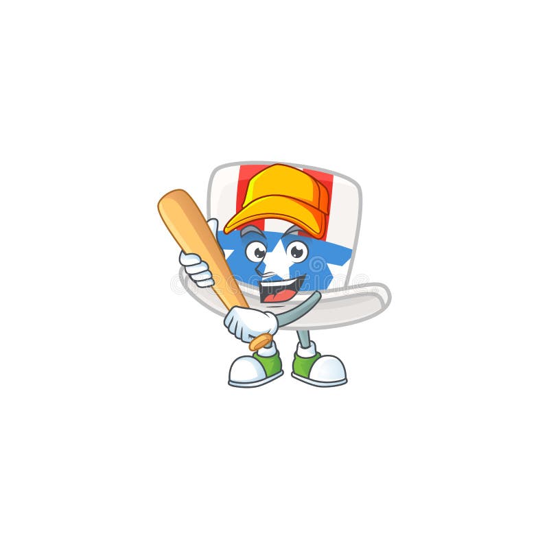 An Active Healthy Uncle Sam Hat Mascot Design Style Playing Baseball ...