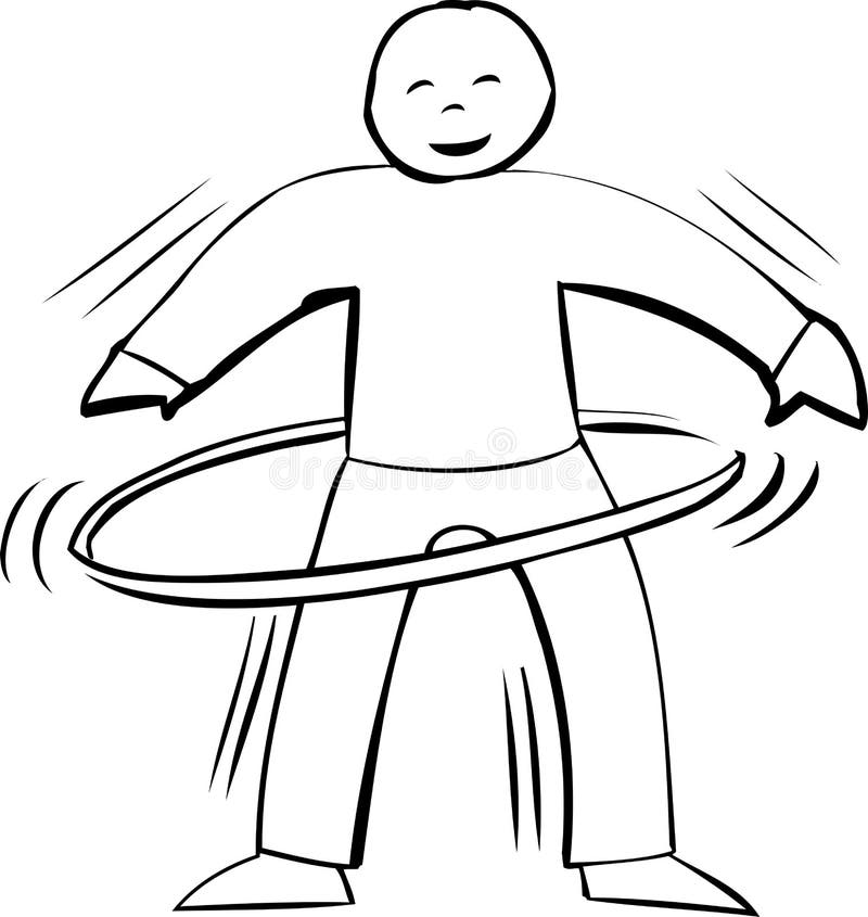 Active Hula Hooping Outline Stock Illustration - Illustration of person ...