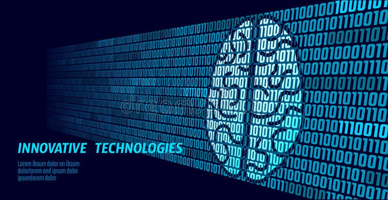 Active Human Brain Artificial Intelligence Next Level Man Menthal Abilities. Big Data Binary ...