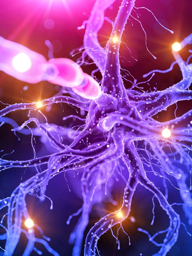 The active neuron cell stock illustration. Illustration of impulse ...