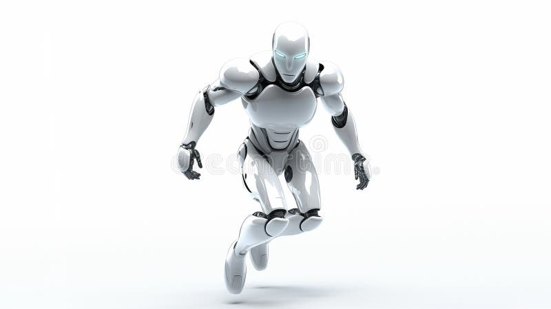 Active Humanoid AI, Fluid Motion, White Background Stock Illustration ...