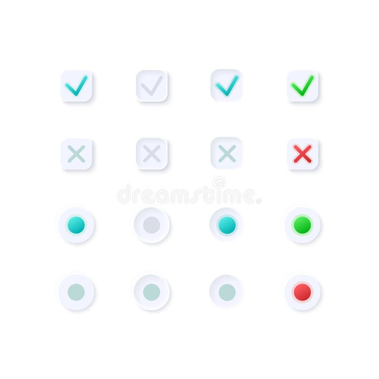 Active and Inactive Marks UI Elements Kit Stock Vector - Illustration ...