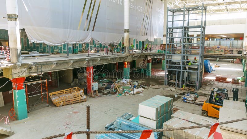 Shopping Mall Construction Site Aerial Panorama Timelapse Stock Footage ...