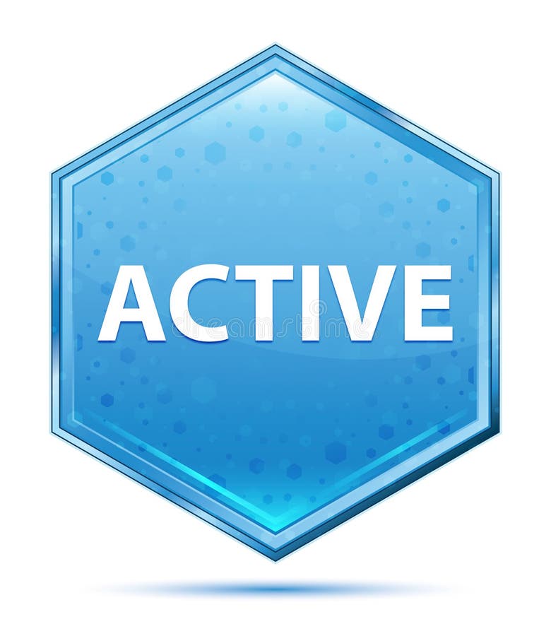 Active Crystal Blue Hexagon Button Stock Illustration - Illustration of ...