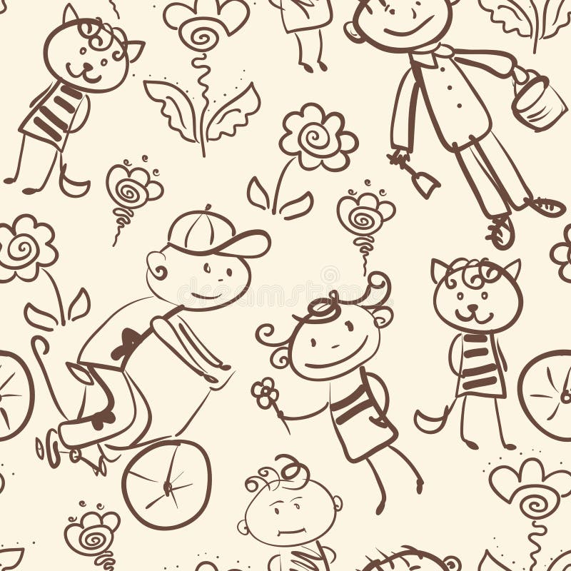 Active Kid S Outdoor Recreation Monochrome Seamless Pattern Stock ...