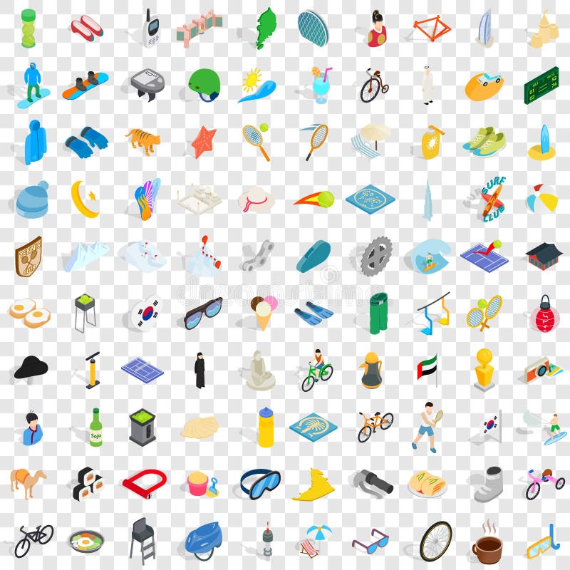 100 Active Life Icons Set, Isometric 3d Style Stock Vector ...
