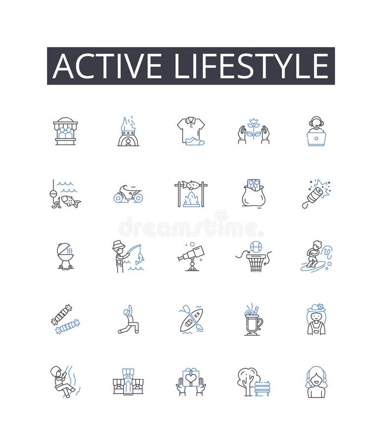 Active Lifestyle Line Icons Collection. Efficiency, Focus, Motivation ...