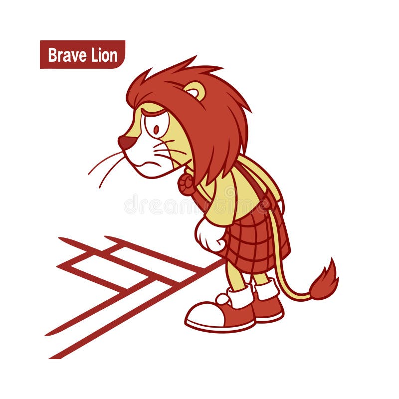 Active Lion Observing People Vector Illustration Stock Illustration ...