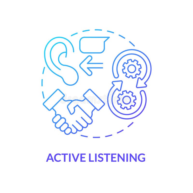 Active Listening Blue Gradient Concept Icon Stock Illustration ...