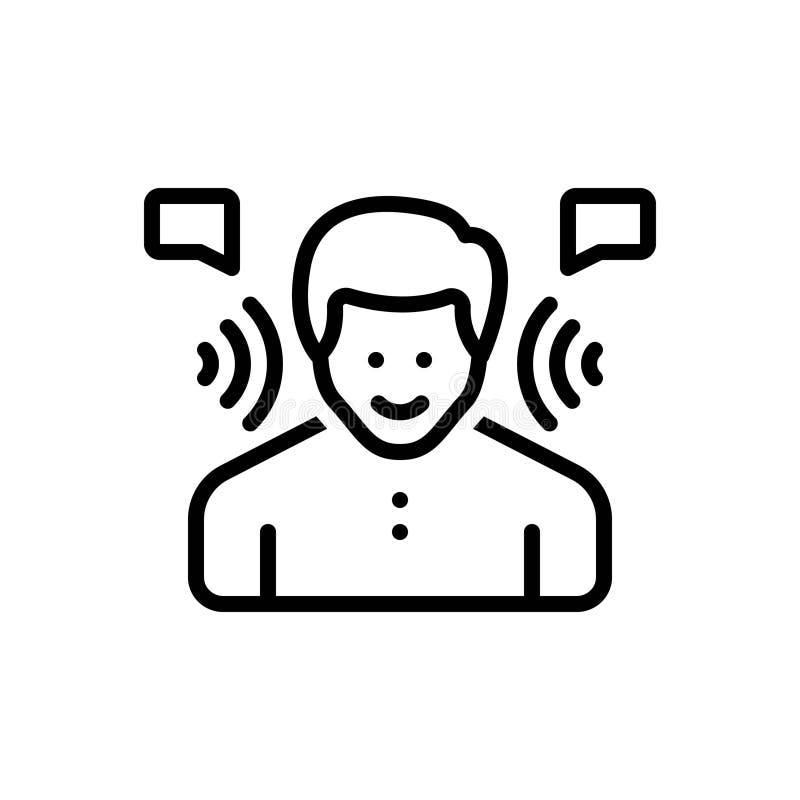 Black Line Icon for Active Listening, Message and Speaker Stock Vector ...