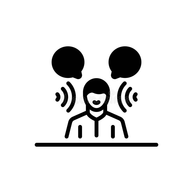Black Solid Icon for Active Listening, Active and People Stock ...