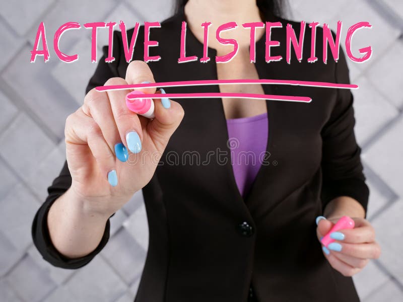 ACTIVE LISTENING Phrase on the Screen Stock Photo - Image of diagram ...