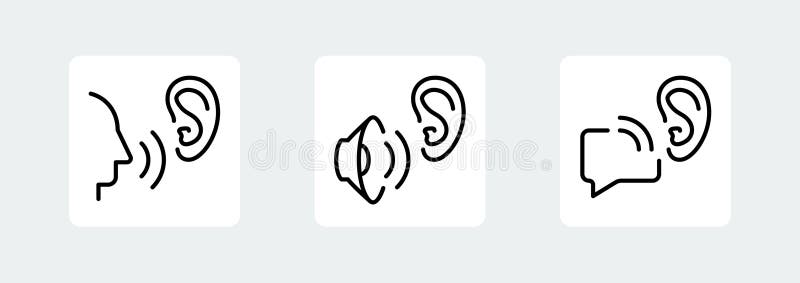 Active Listening Icons in Outline Style Stock Vector - Illustration of ...