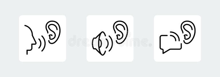 Active Listening Icons in Outline Style Stock Vector - Illustration of ...