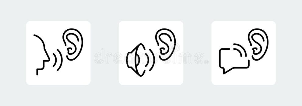 Active Listening Icons in Outline Style Stock Vector - Illustration of ...