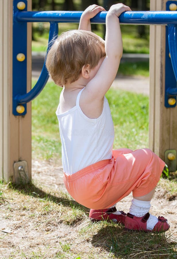 Active Little Child Climbing on a Ladder Stock Image - Image of healthy ...