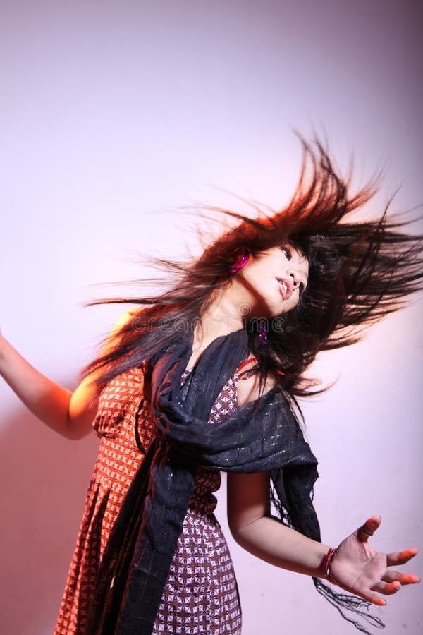 Active long hair stock image. Image of portrait, action - 13866281