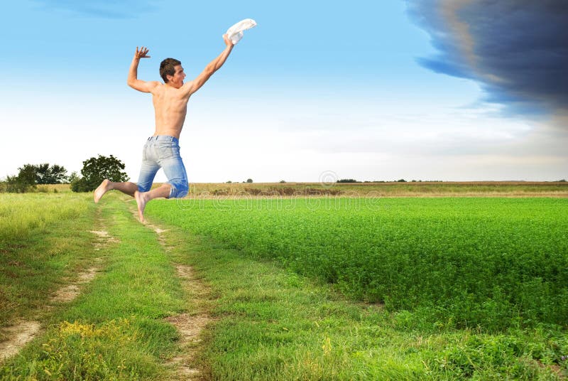 Active man stock image. Image of meadow, happy, grass - 6925865