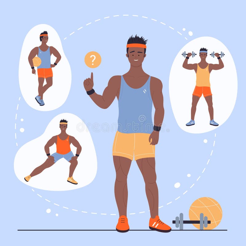 Active Man Choosing between Different Types of Healthy Physical ...